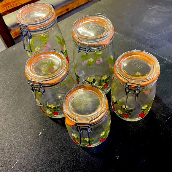 ARC France | Kitchen | Vintage France Arc Strawberry Sealed Jars Set ...